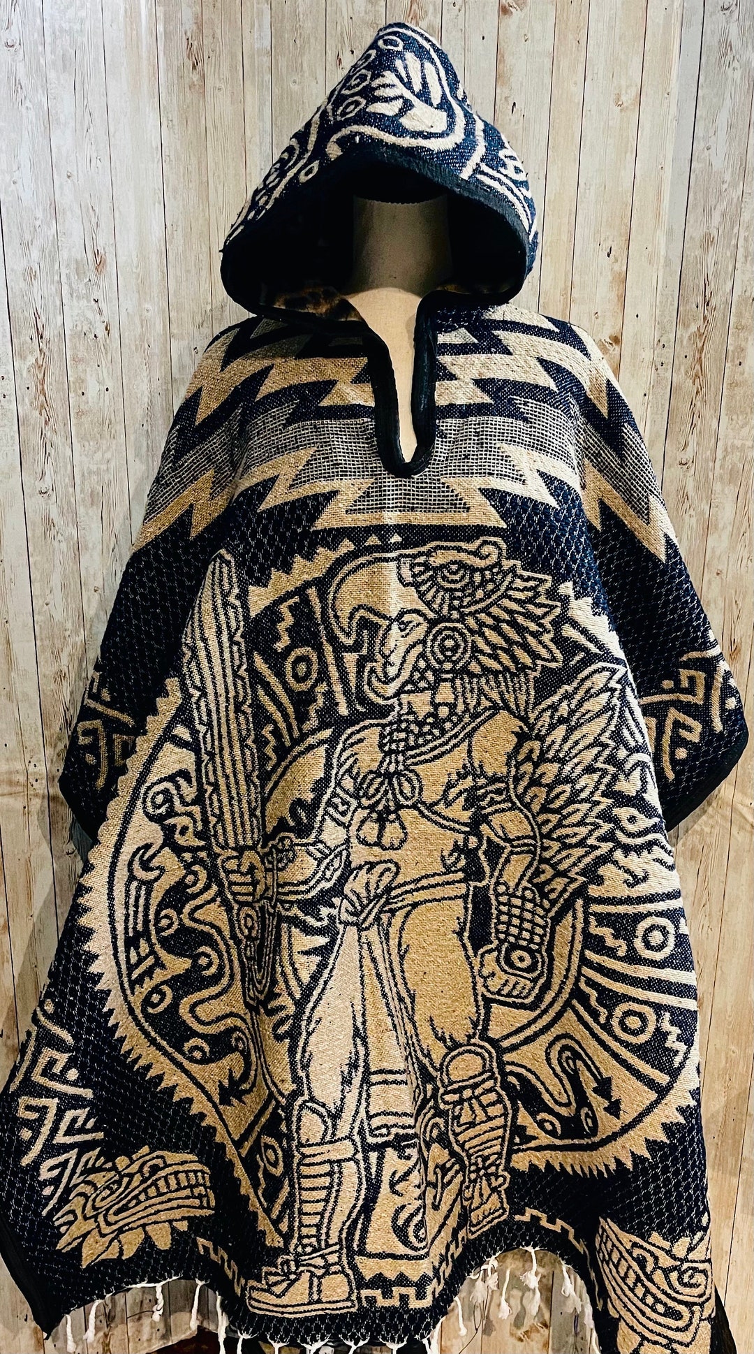 Mexican Aztec Calendar Double Sided Poncho Poncho Mexicano Gavan ...