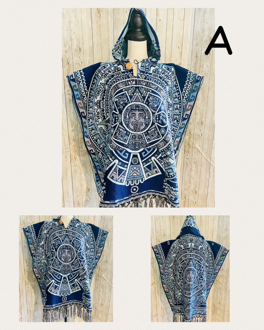 Poncho Gavan Mexicano Calendario Azteca Con Gorra Mexican Hoodie - Etsy