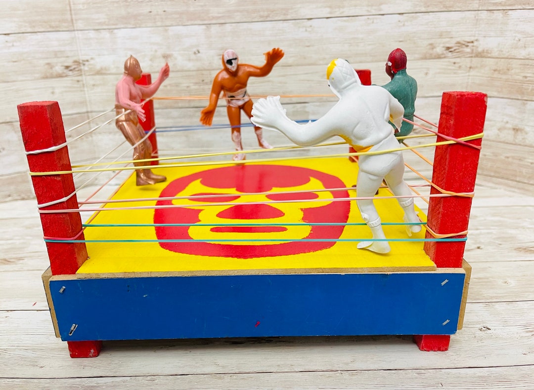 Mexican Lucha Libre Toy Wrestler Fighting Ring With 4 Luchadores Ring ...