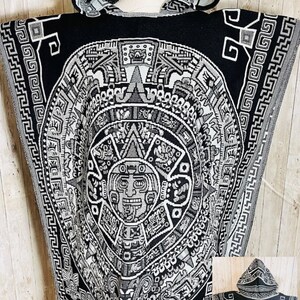 Poncho Gavan Mexicano Calendario Azteca Con Gorra Mexican - Etsy