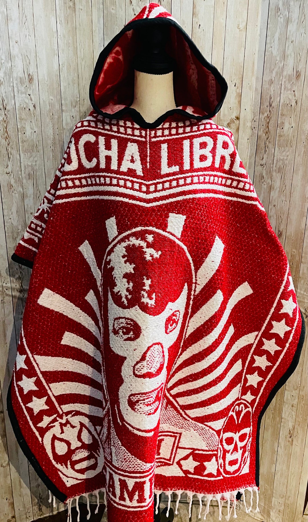 Poncho Gavan De Lucha Libre El Santo Y Blue Demon Con Gorro - Etsy