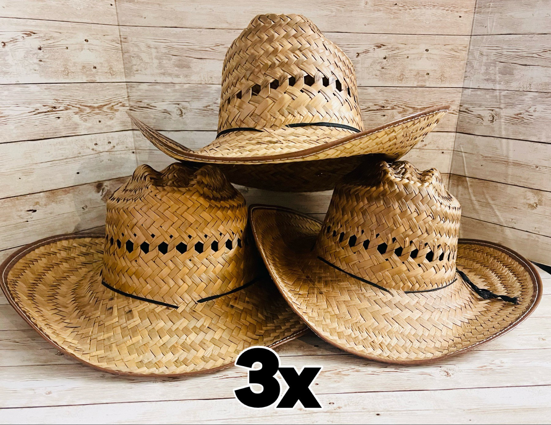 3x Cowboy Mexican Palm Leaf Straw Hat Sombrero Vaquero - Etsy
