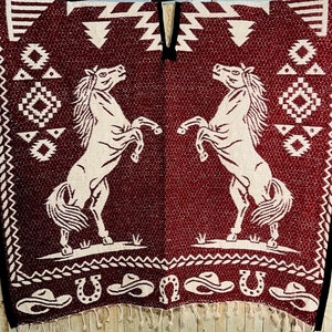Mexican Poncho Gavan Wild Horse Poncho Gavan Sarape Caballos Salvajes ...