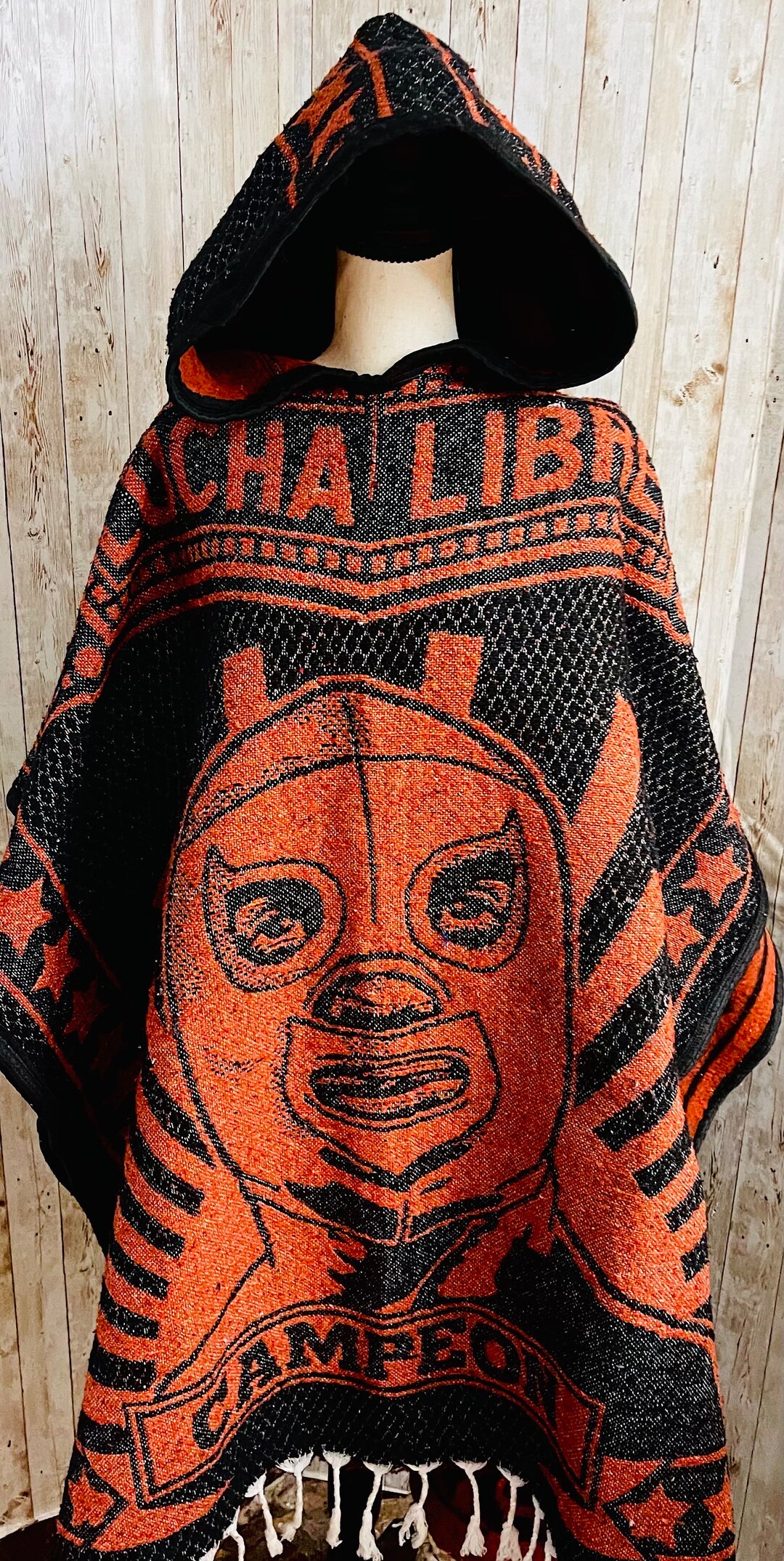 Poncho Gavan De Lucha Libre El Santo Y Blue Demon Con Gorro - Etsy