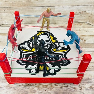 Mexican Lucha Libre Toy Wrestler Fighting Ring With 4 Luchadores Ring ...
