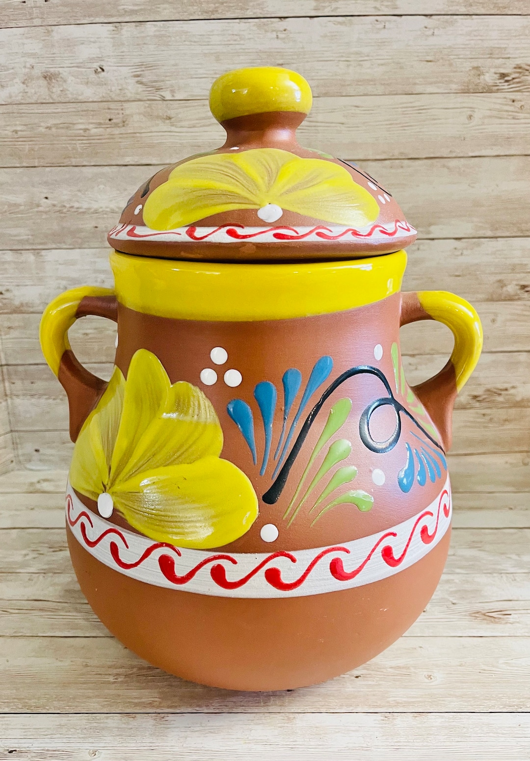 Olla De Barro Frijolera Con Tapa Terra Cota Pot With Lid Fits up to 128 Fl. Oz Terracota Pot - Etsy