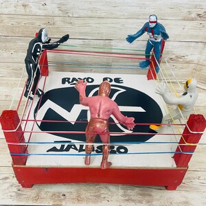 Mexican Lucha Libre Toy Wrestler Fighting Ring With 4 Luchadores Ring ...