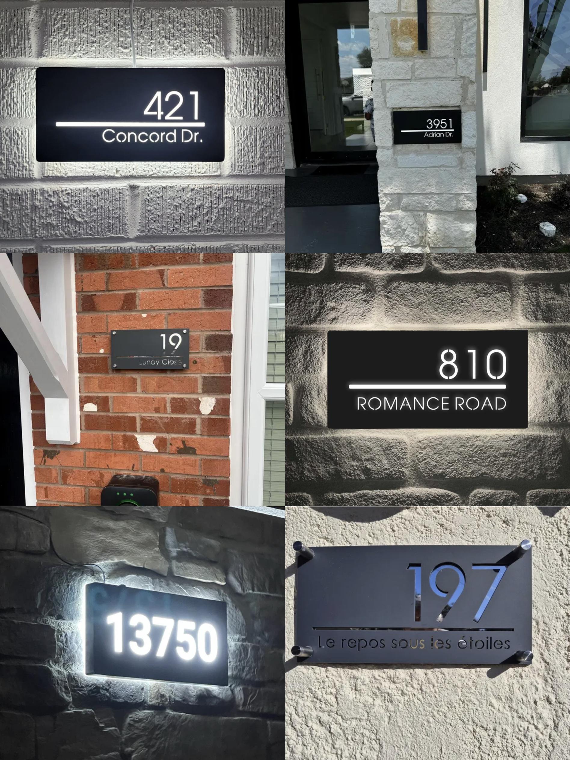 Contemporary Square House Number Sign,house Name Sign,illuminated ...