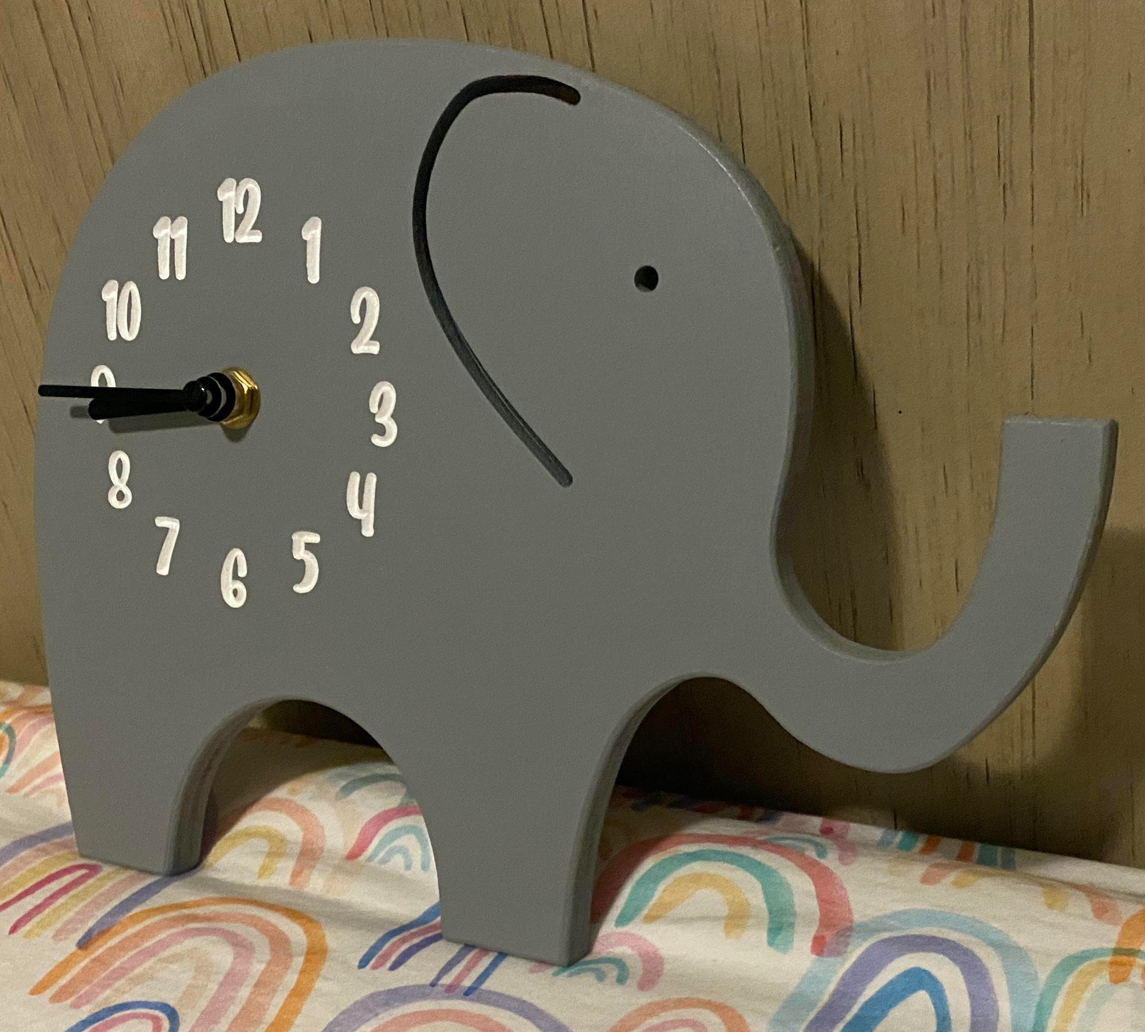 Wooden Elephant Clock Nursery Clock Safari Theme Nursery - Etsy