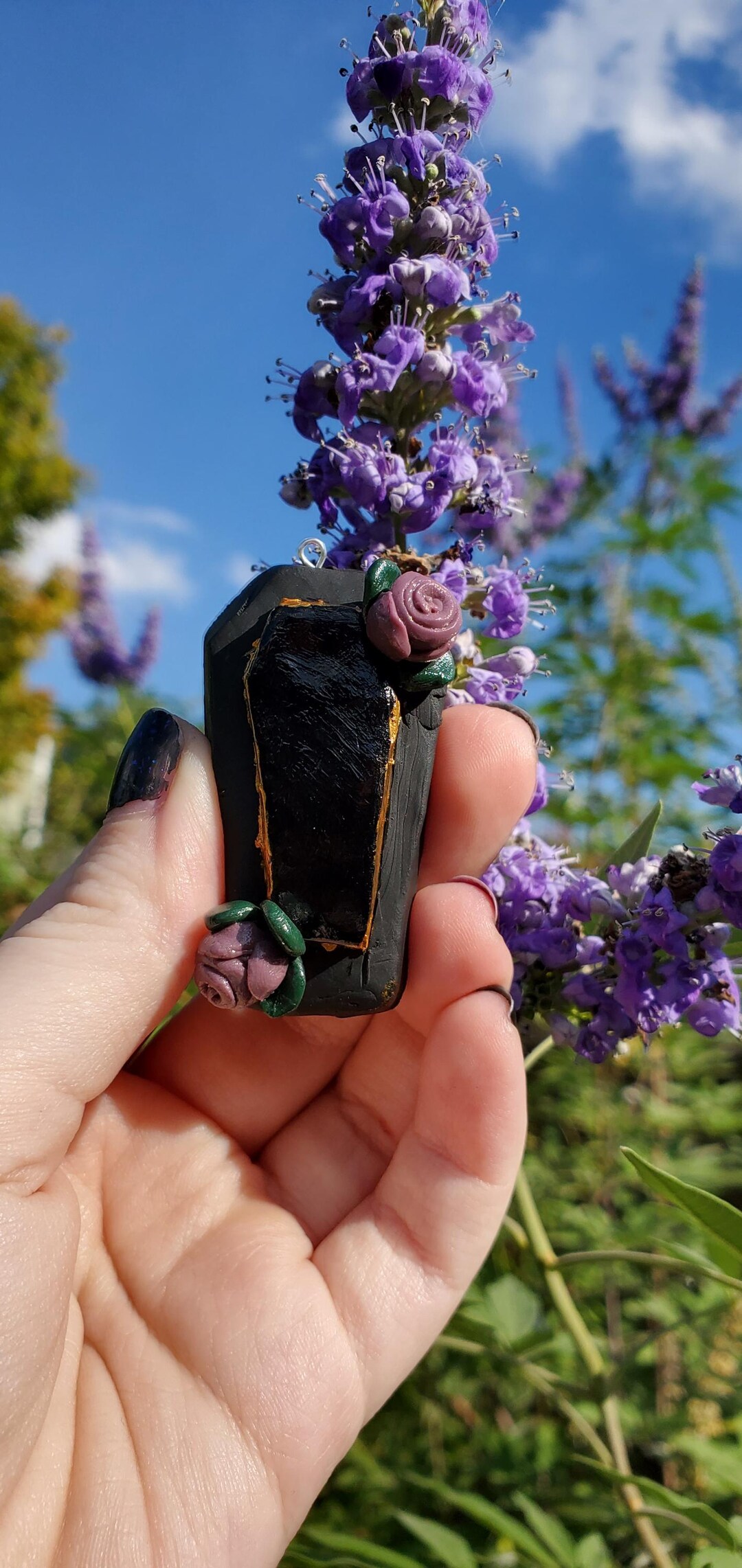 Rose on the Coffin Door Clay Key Chain, Clay Goth Necklace Pendent - Etsy