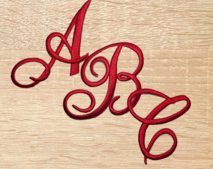 26 Letter Monogram Alphabet Patch Kit, Script Iron on Appliques, High Quality Black, Red ...