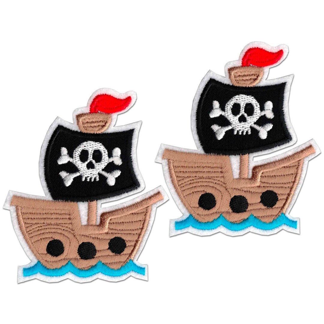 Pirate Ship Patch (2-pack) Embroidered Iron on Patch Applique - FREE ...
