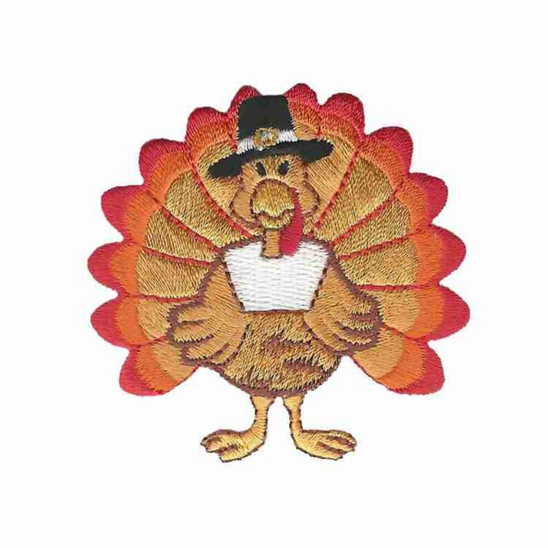 Turkey Patches 2-pack Thanksgiving Embroidered Iron on Patch | Etsy