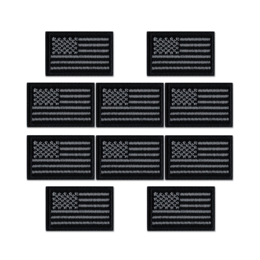 Small Black American Flag Patch 1" Tall Iron on Applique (10-pack ...