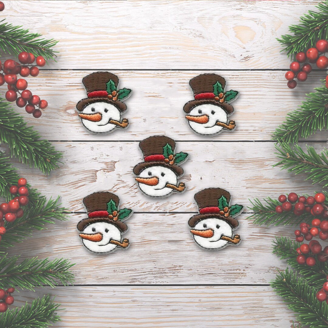 Snowman Patches (5-pack) Christmas Embroidered Iron on Patch Appliques ...