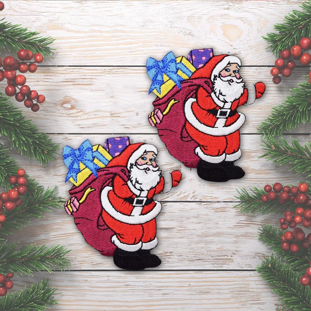 Santa Claus Patches 2-pack Christmas Embroidered Iron on Patch ...