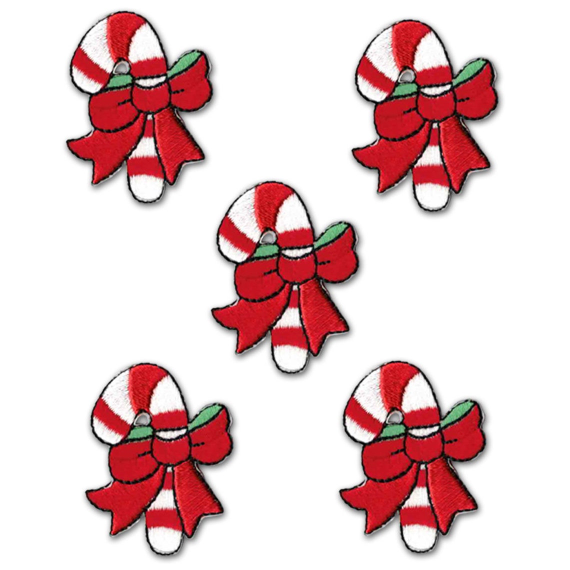 Candy Cane Patches 5-pack Christmas Embroidered Iron on | Etsy