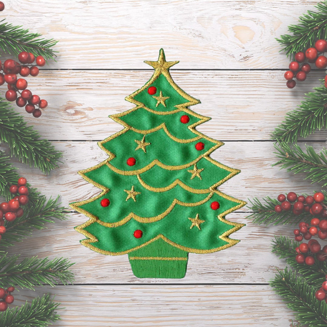 Christmas Tree Iron on Patch - Embroidered Christmas Tree Iron on Patch ...