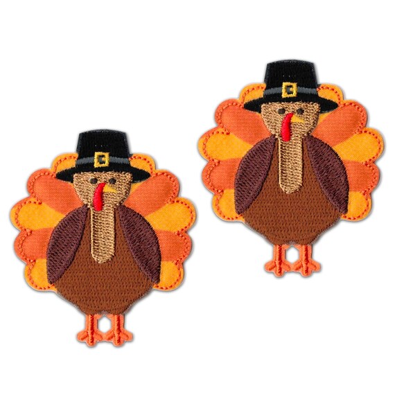 Turkey Patches 2-pack Thanksgiving Embroidered Iron on Patch - Etsy