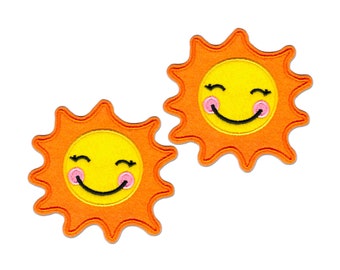 Happy Sun Embroidered Iron on Patch Applique - Etsy