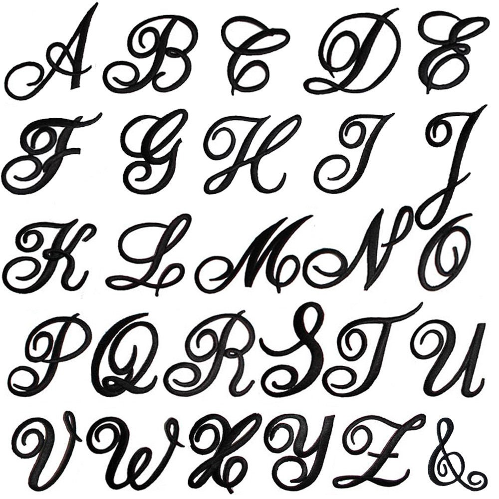 Monogram Letter Patches Script Embroidered Iron on Appliques - Etsy