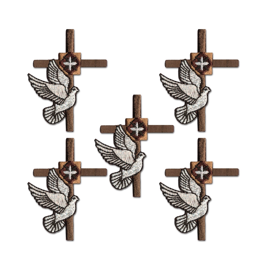 Cross With Dove Patches (5-pack) Religious Embroidered Iron on Patch ...