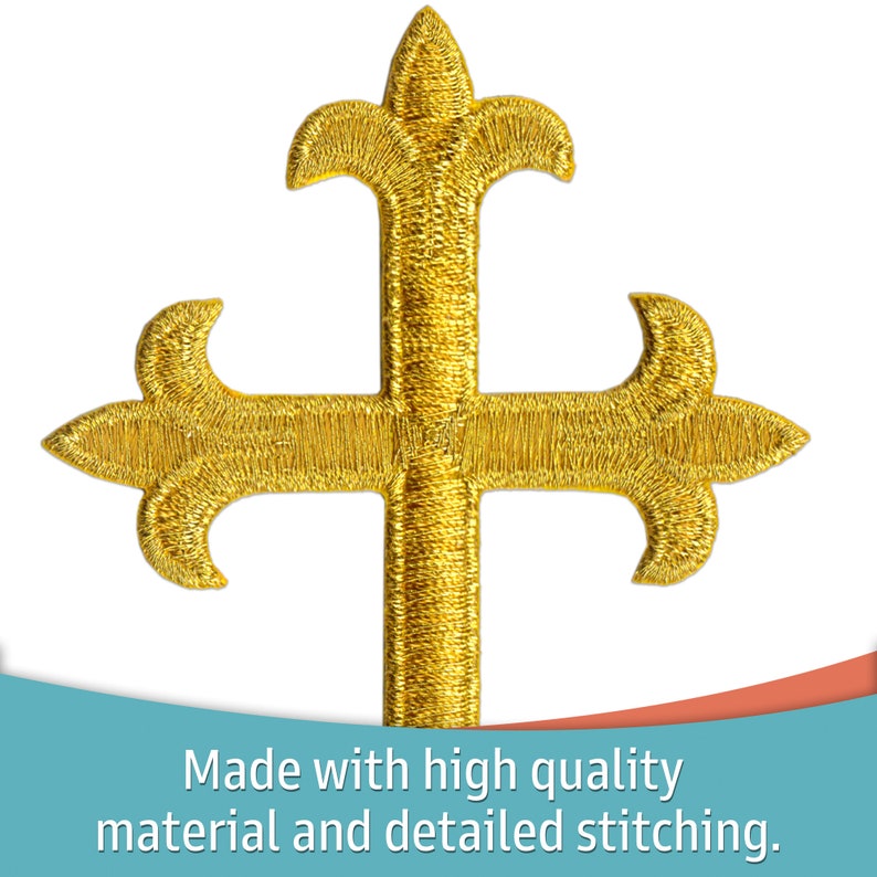 Gold Cross Patches (2-pack) Religious Embroidered Iron on Patch ...