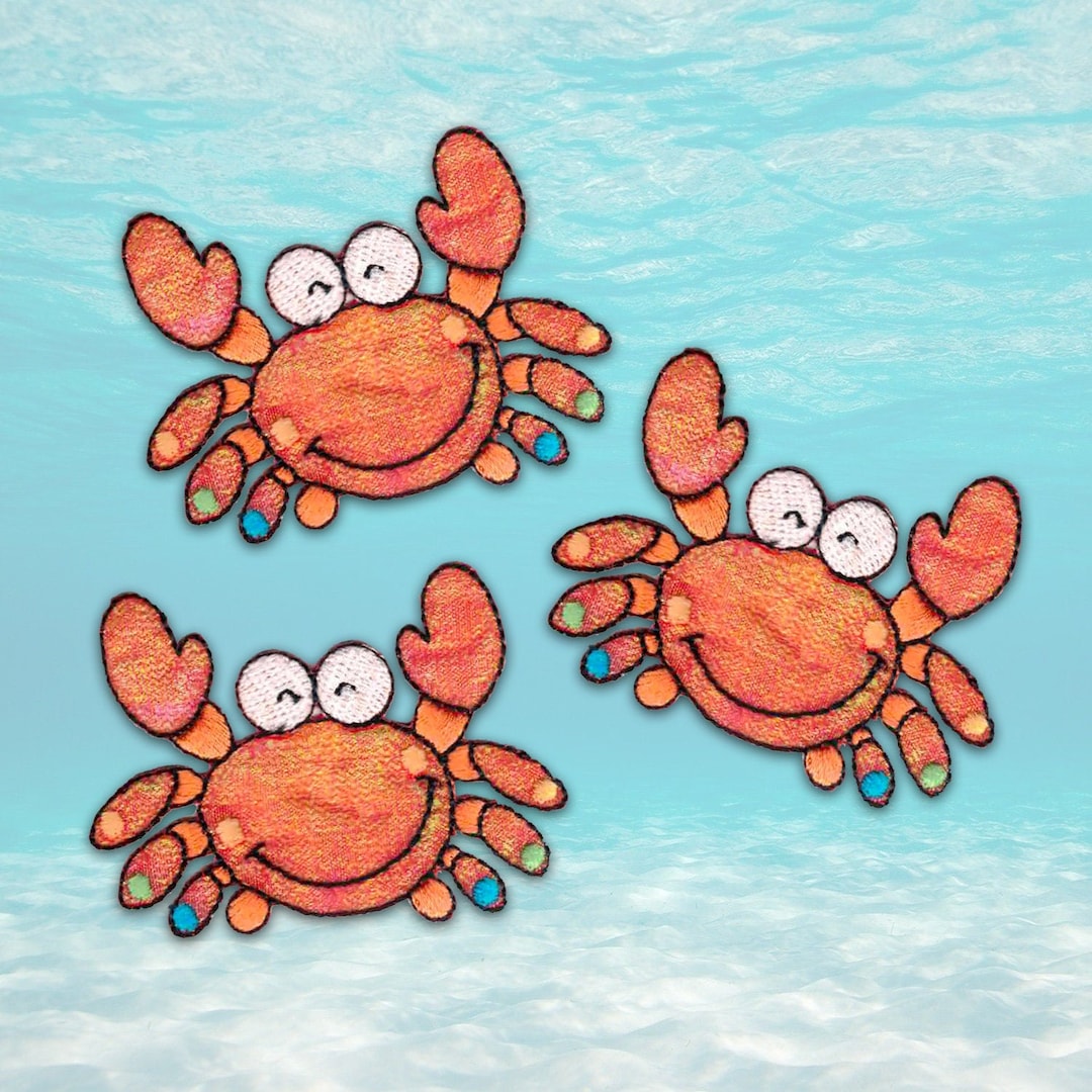 Crab Patches (3-pack) Sea Animal Embroidered Iron Patch Appliques ...