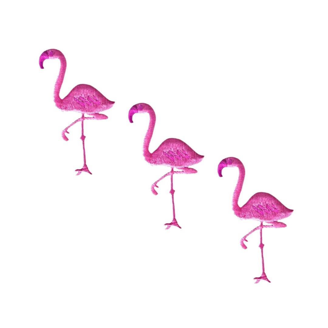 Large Flamingo Patches (3-pack) Bird Embroidered Iron on Patch ...