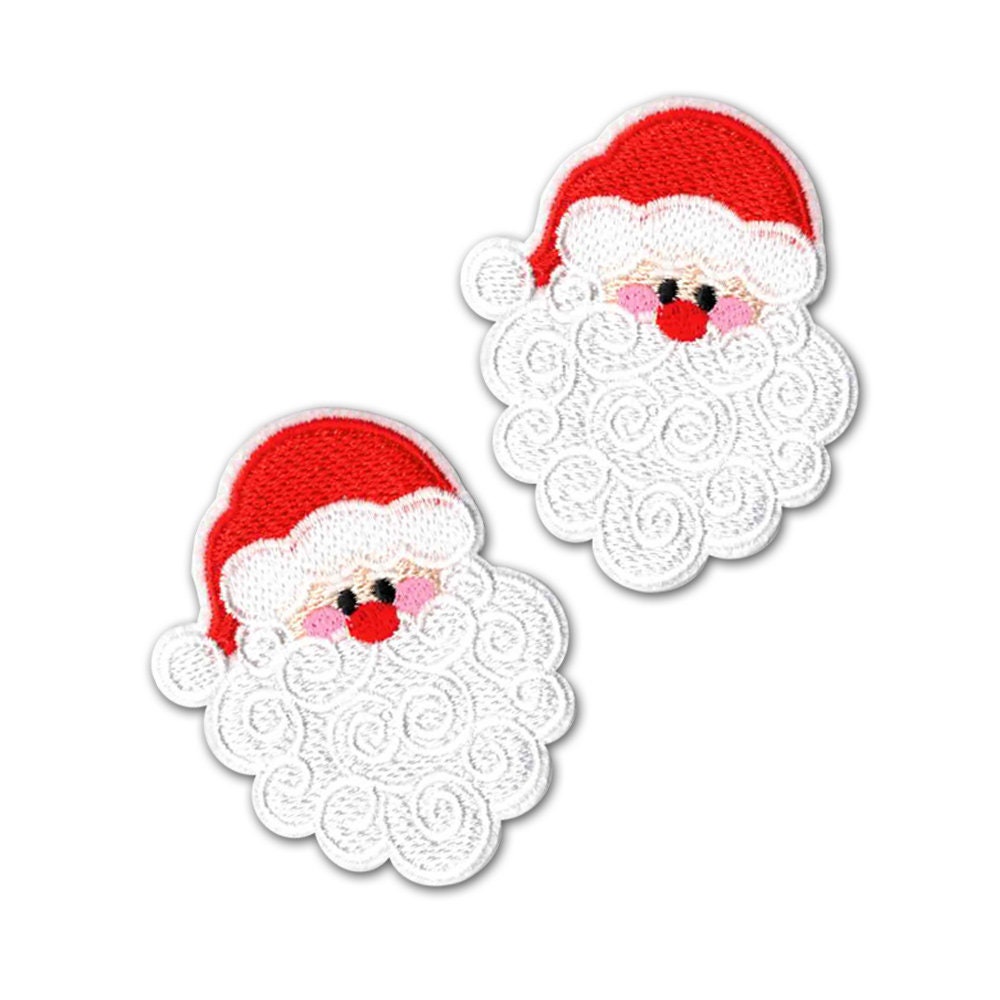 Santa Claus Face Patches (2 Pack) Christmas Embroidered Iron on Patch ...