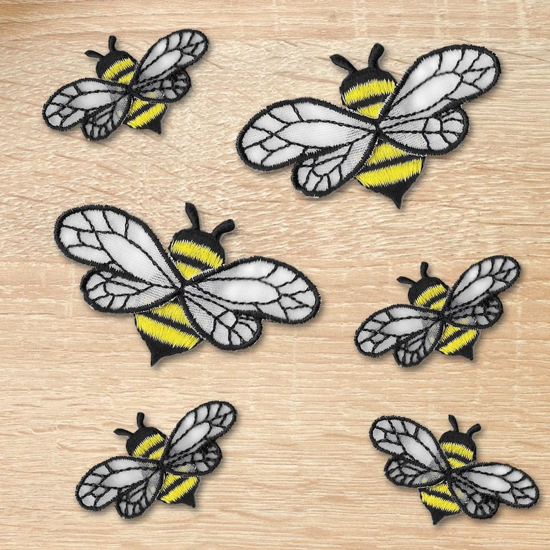 Bee Patches With Chiffon Wings 5 Pack Insect Embroidered | Etsy