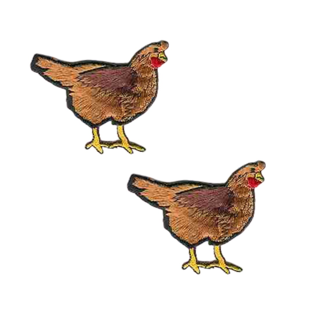 Large Chicken Patches (2-pack) Farm Animal Embroidered Iron on Patch ...