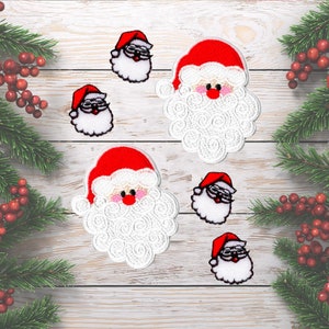 Santa Claus Face Patches (2 Pack) Christmas Embroidered Iron on Patch ...