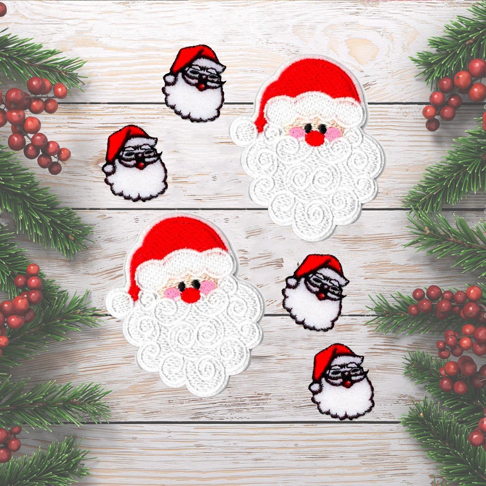 Santa Claus Face Patches (2 Pack) Christmas Embroidered Iron on Patch ...