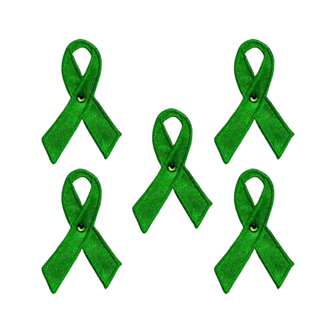 Green Ribbon Patches 5-pack Awareness Embroidered Iron on Patch ...