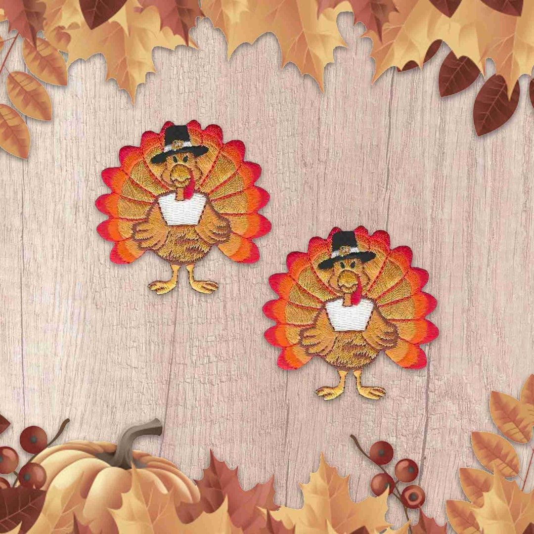 Turkey Patches 2-pack Thanksgiving Embroidered Iron on Patch - Etsy