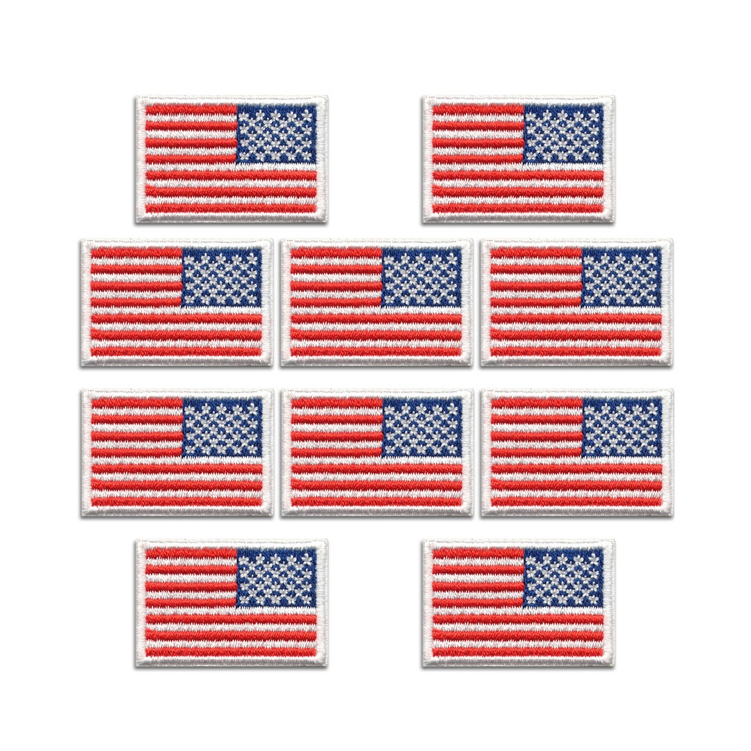Small REVERSE American Flag Patch, 1 Tall Iron on Applique 10-pack FREE SHIPPING - Etsy