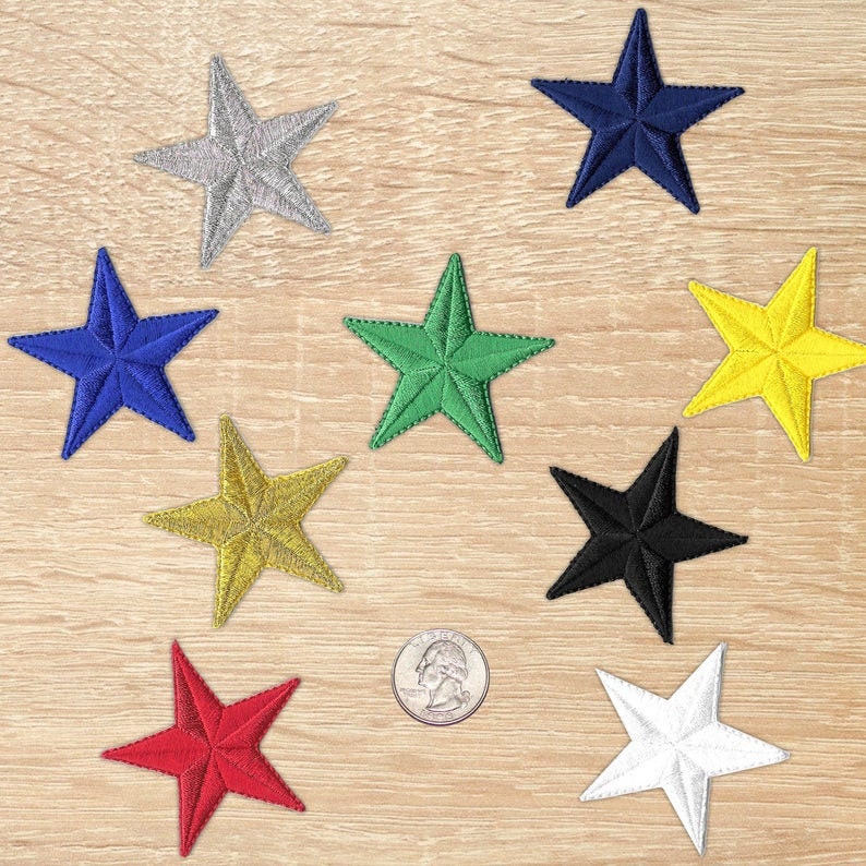 2 Inches Star Patches (5 Pack) Star Embroidered Iron on Patch Appliques ...