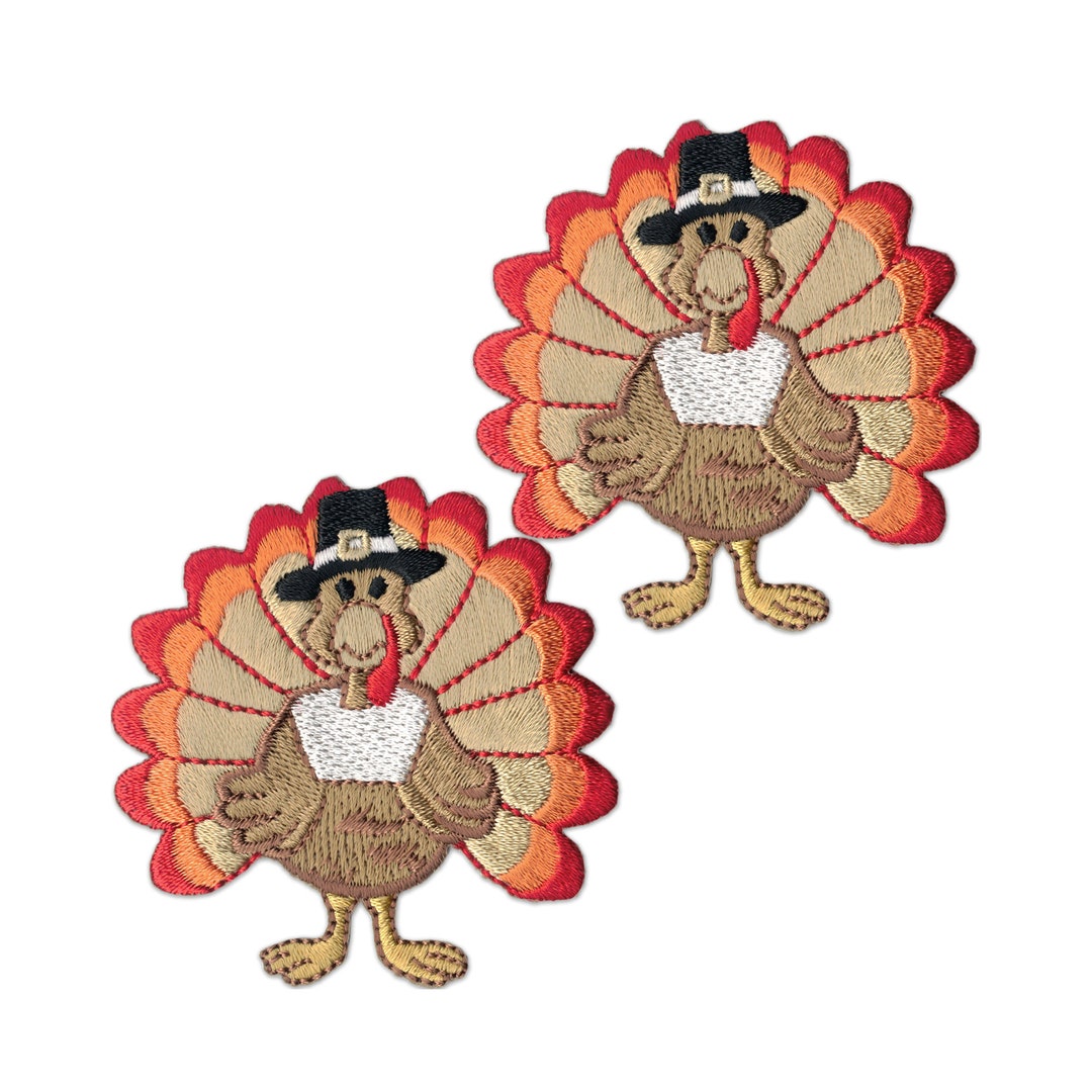 Turkey Patches 2-pack Thanksgiving Embroidered Iron on Patch - Etsy