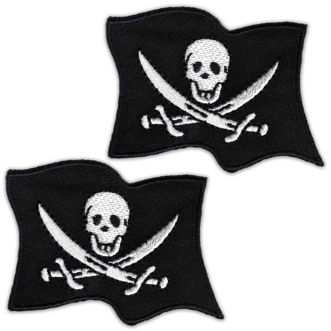 Skull & Swords Pirate Flag Patches (2-pack) Halloween Embroidered Iron ...