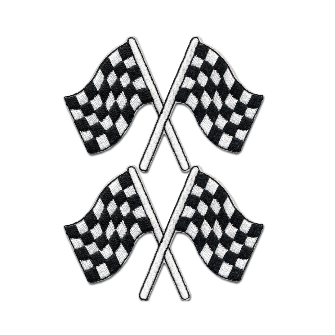 Checkered Racing Flags Checkered Racing Flags Iron on Patch Applique (2 ...