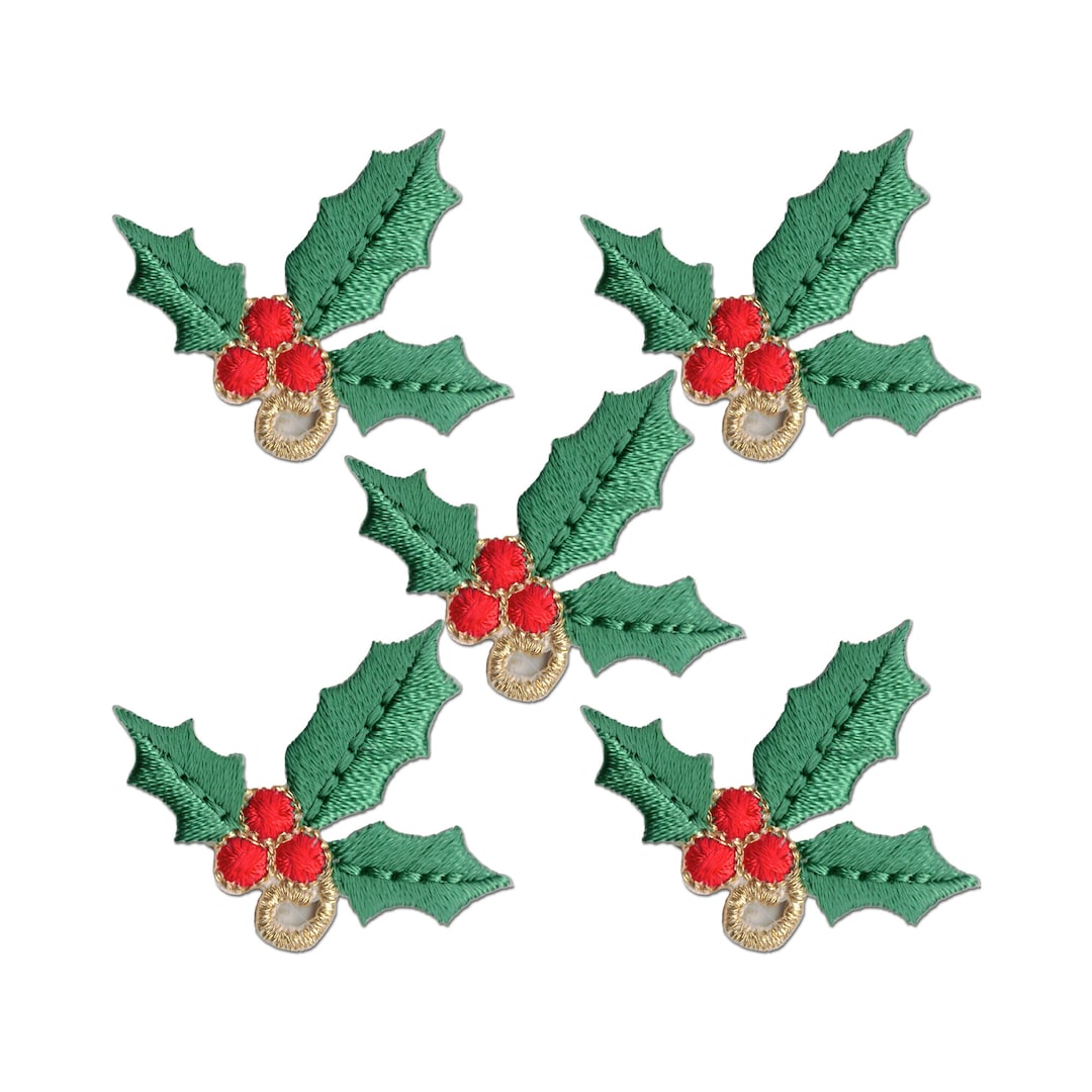Christmas Holly Patches 5 Pack Christmas Embroidered Iron on Patch ...