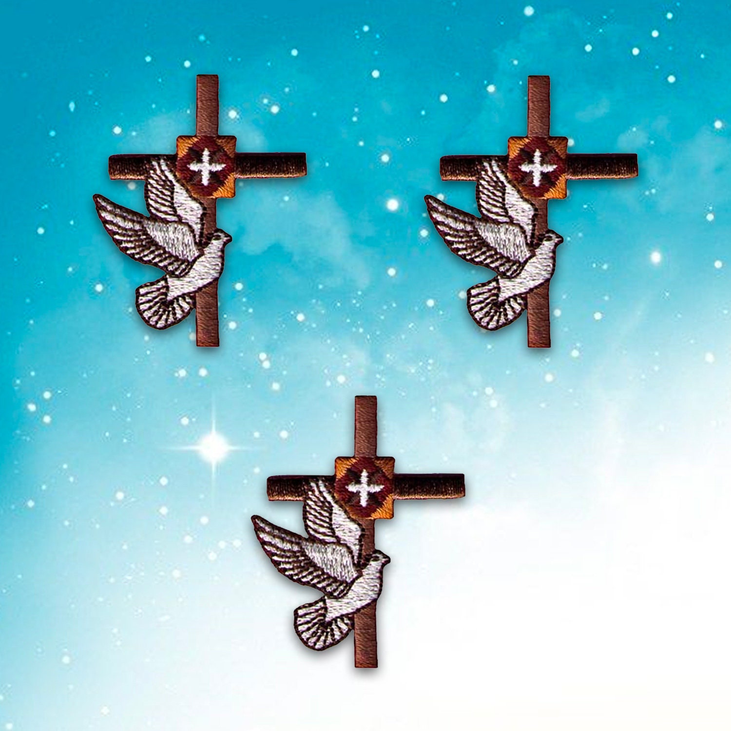Cross With Dove Patches 5-pack Religious Embroidered Iron on - Etsy