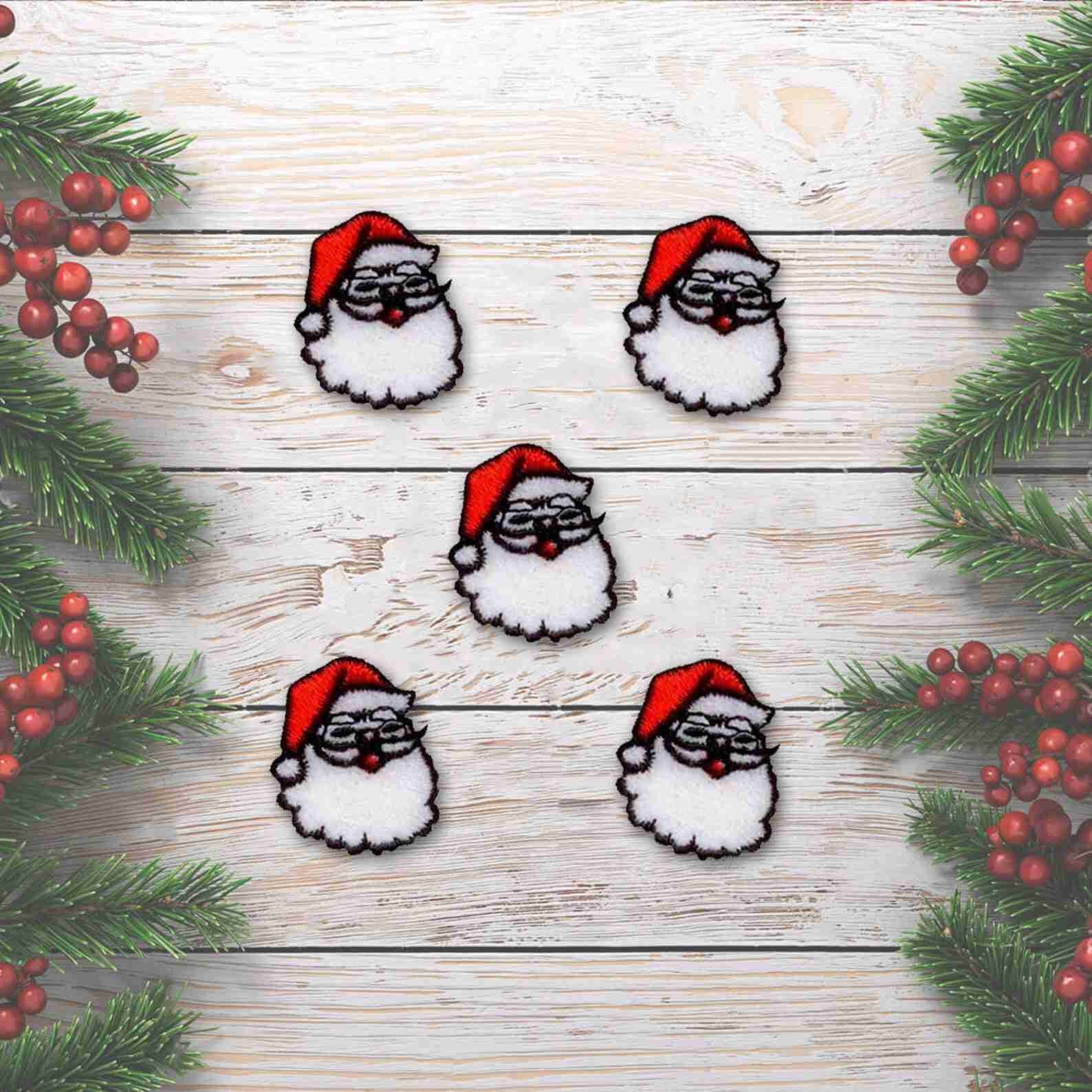 Santa Claus Face Patches (2 Pack) Christmas Embroidered Iron on Patch ...