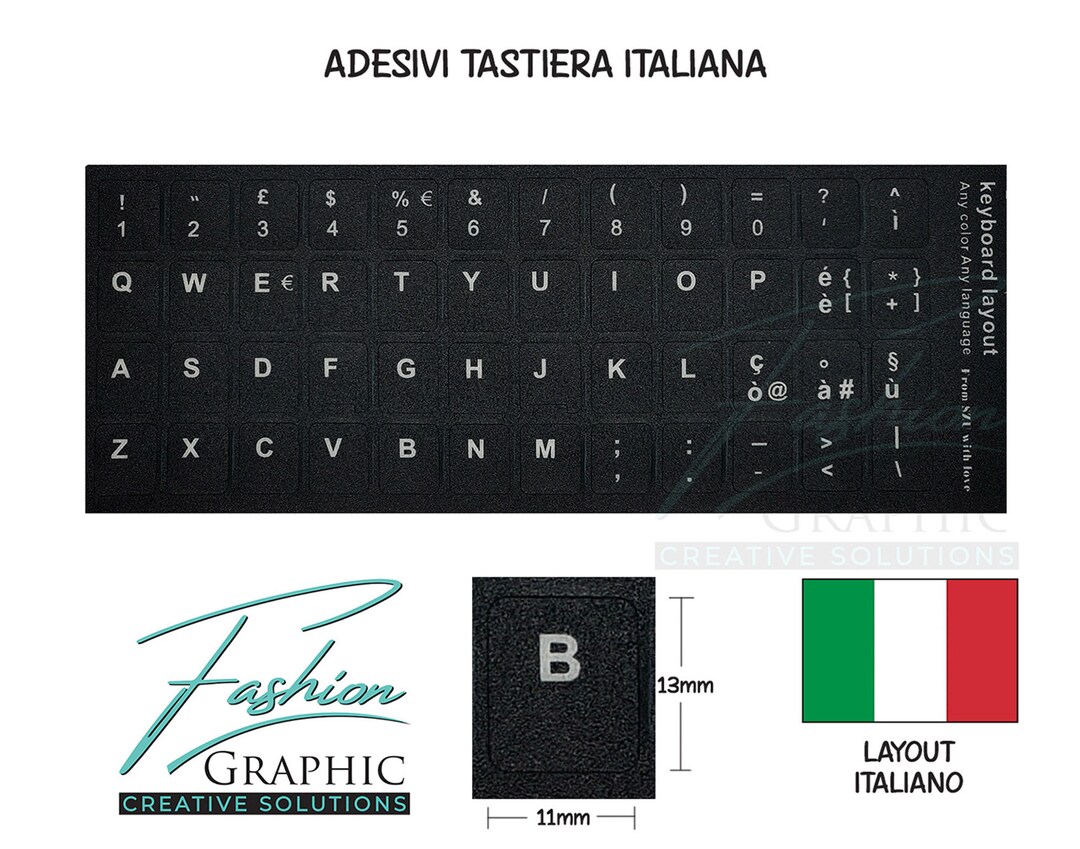 Italian Language Keyboard Stickers for PC Computers Notebook Laptops ...