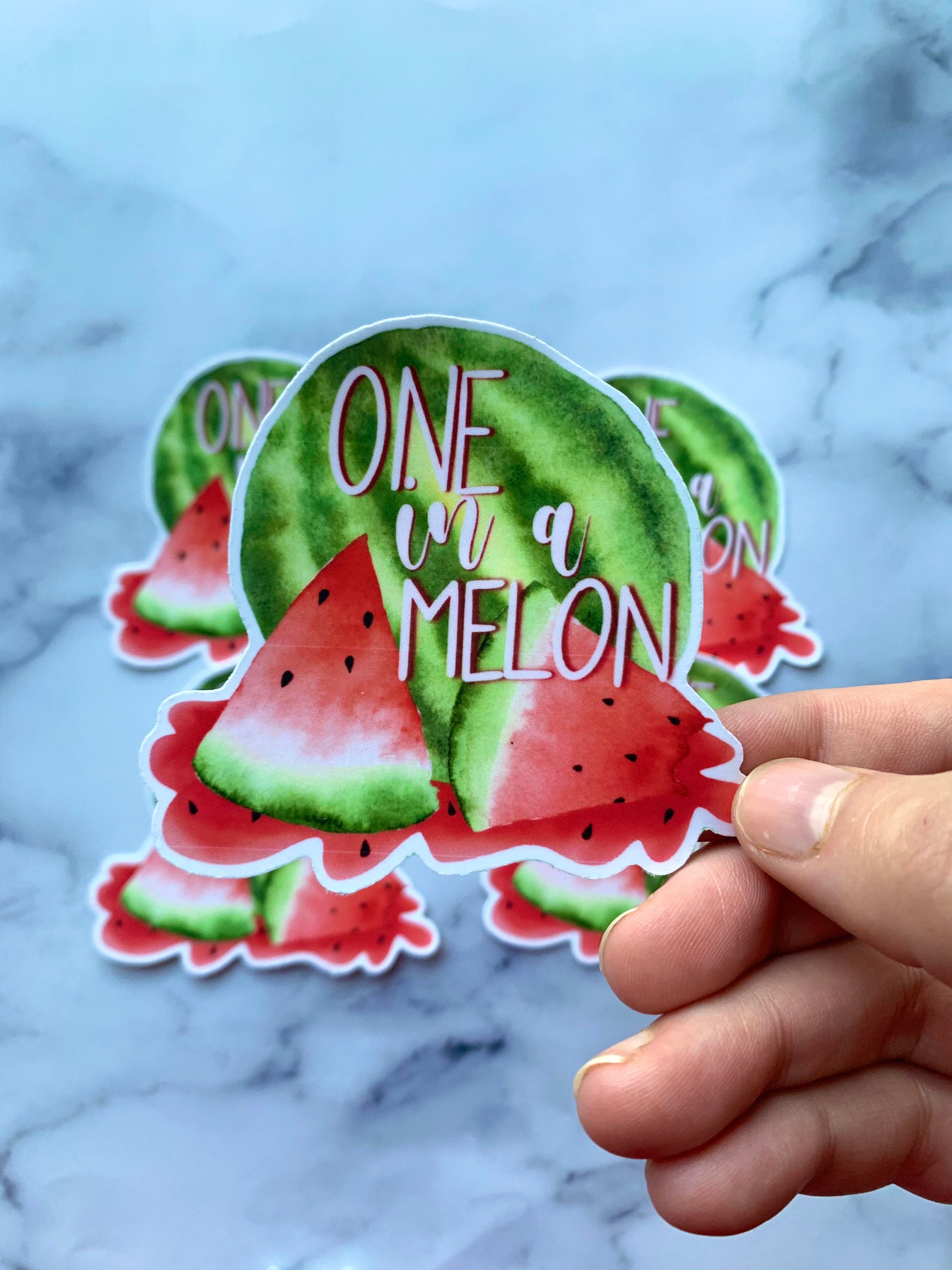 Watercolor Watermelon Sticker, One in a Melon, Fruit Puns, Cute ...