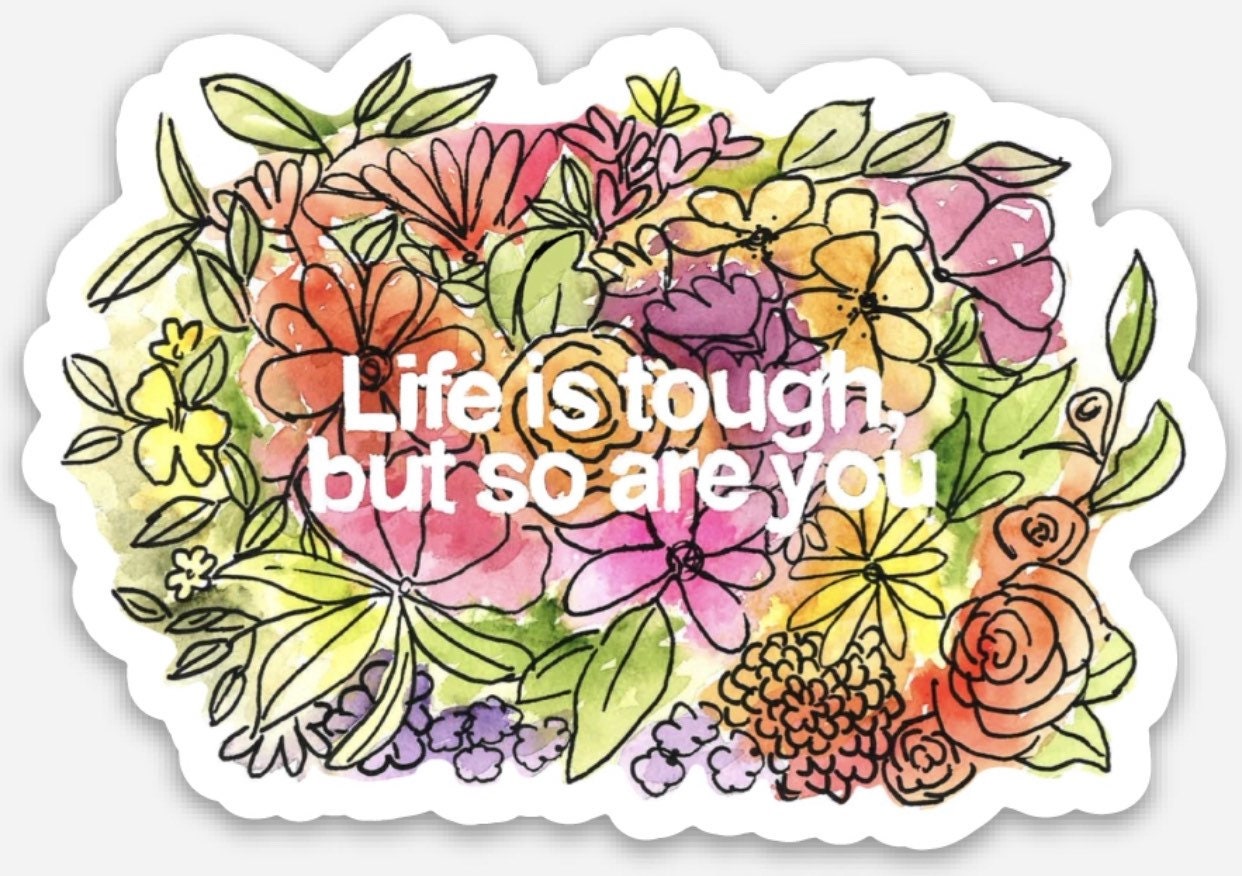 Watercolor and Doodle Quote Sticker - Etsy