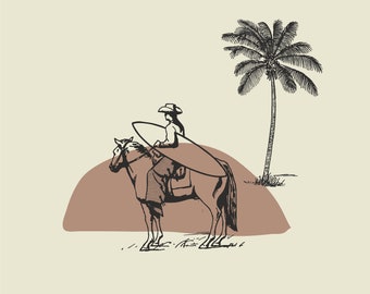 Surfer Cowboy Art - Etsy