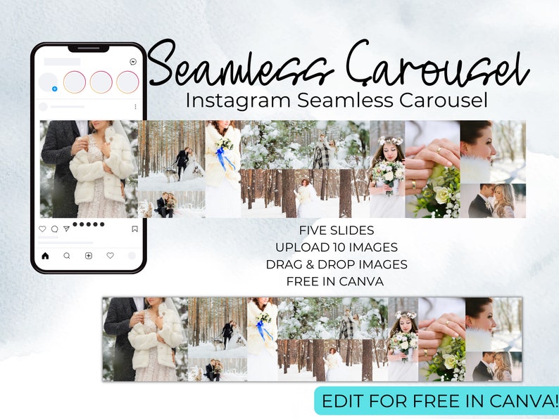 Seamless Carousel Instagram Template, Instagram Template Photography, 5 ...