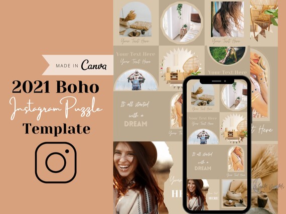 12 Editable Boho Instagram Templates Instagram Marketing | Etsy